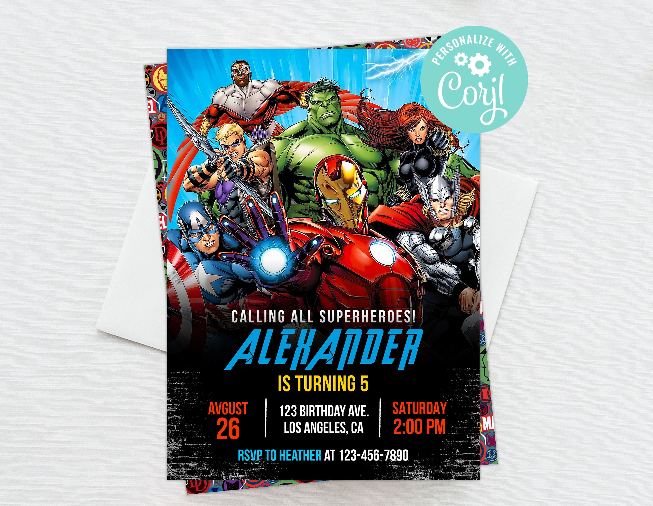 Avengers Birthday Invitation Boy Editable Template Instant Download Superheros Theme Birthday ...