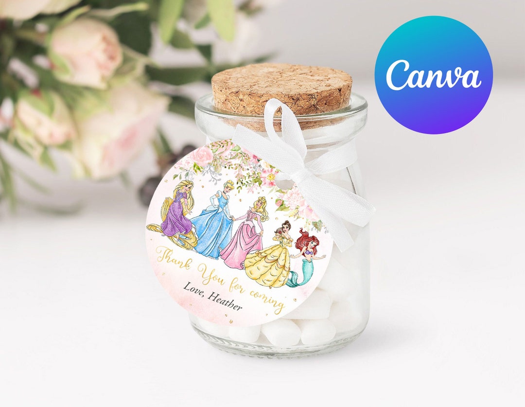 Princess First Birthday Favor Tag Gold Royal Rose Girl Magical Party ...