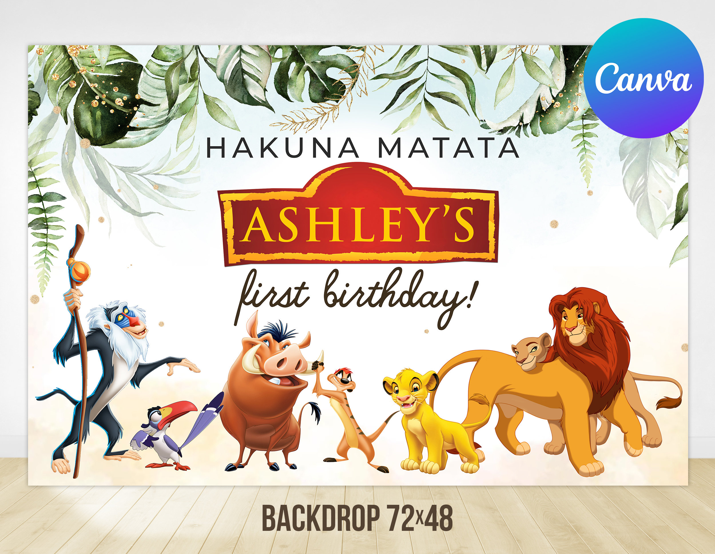 Lion King First Birthday Backdrop Boy Hakuna Matata Simba Pumbaa Timone ...