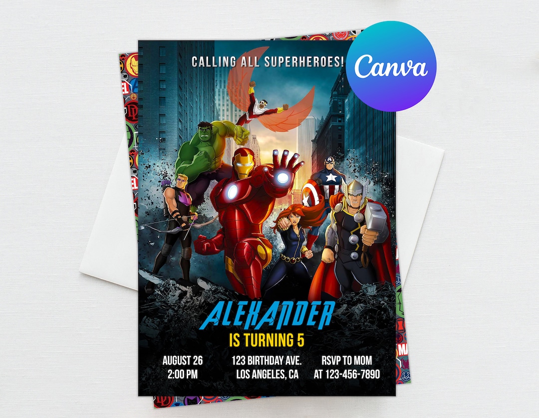 Avengers Birthday Invitation Boy Editable Template Instant Download ...