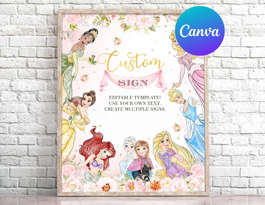 Princess First Birthday Custom Sign Gold Royal Rose Girl Celebration ...