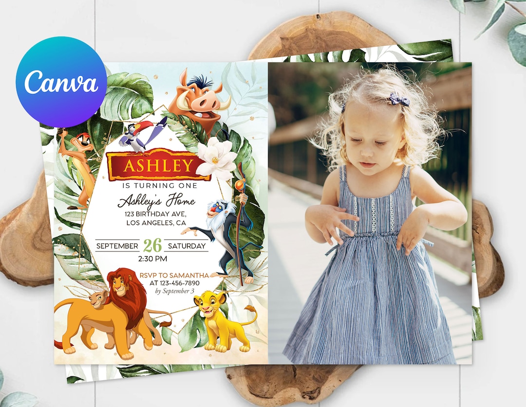 Lion King First Birthday Invitation Card Photo Picture Hakuna Matata ...