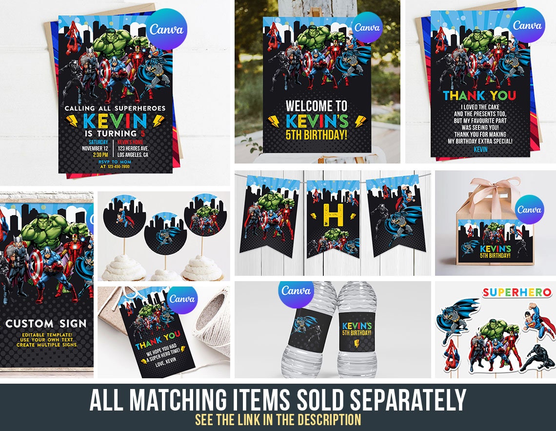 Superhero Birthday Thank You Tags Printable Boy Avengers Party Favor ...