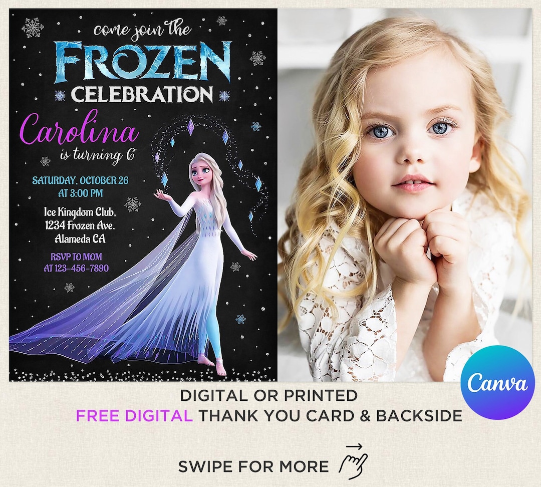 Frozen Birthday Girl Invitation Photo Editable Template Instant ...
