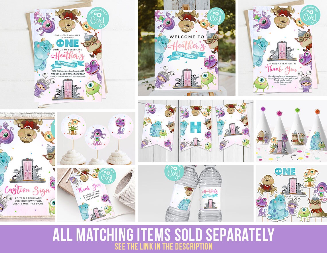 Monsters University First Birthday Favor Tag Little Monster Turning One ...