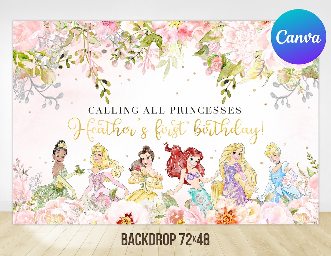 Princess First Birthday Backdrop Gold Royal Rose Girl Celebration ...