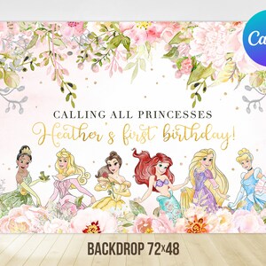 Princess First Birthday Backdrop Gold Royal Rose Girl Celebration ...