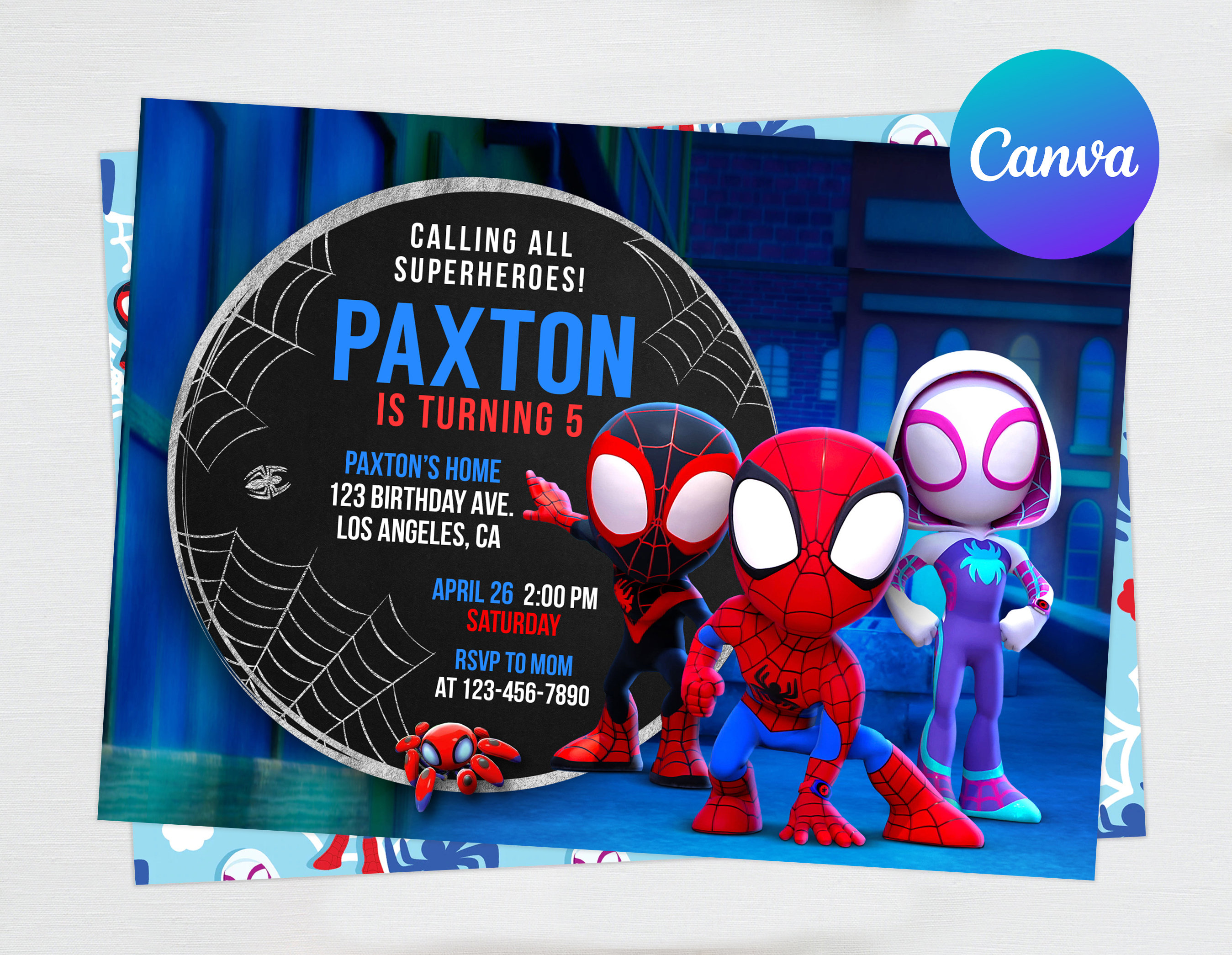 Spidey and His Amazing Friends Birthday Invitation Boy Spiderman Party ...