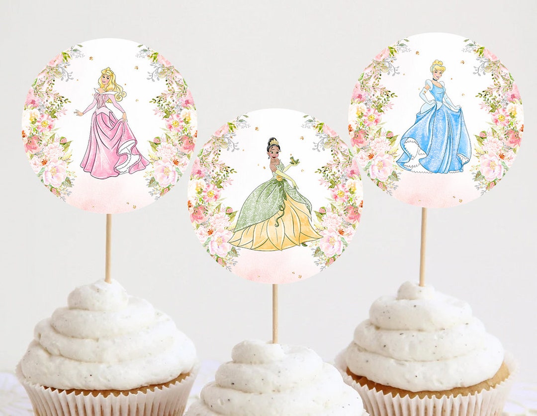 Princess First Birthday Cupcake Toppers Decoration Gold Royal Rose Girl ...