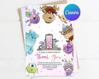 Monsters Inc PRINTED GIFT TAGS Thank You Card for Party Favor Bags or ...