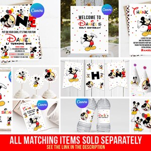 Mickey Mouse First Birthday Gable Box Labels Boy Favor Box Sticker ...