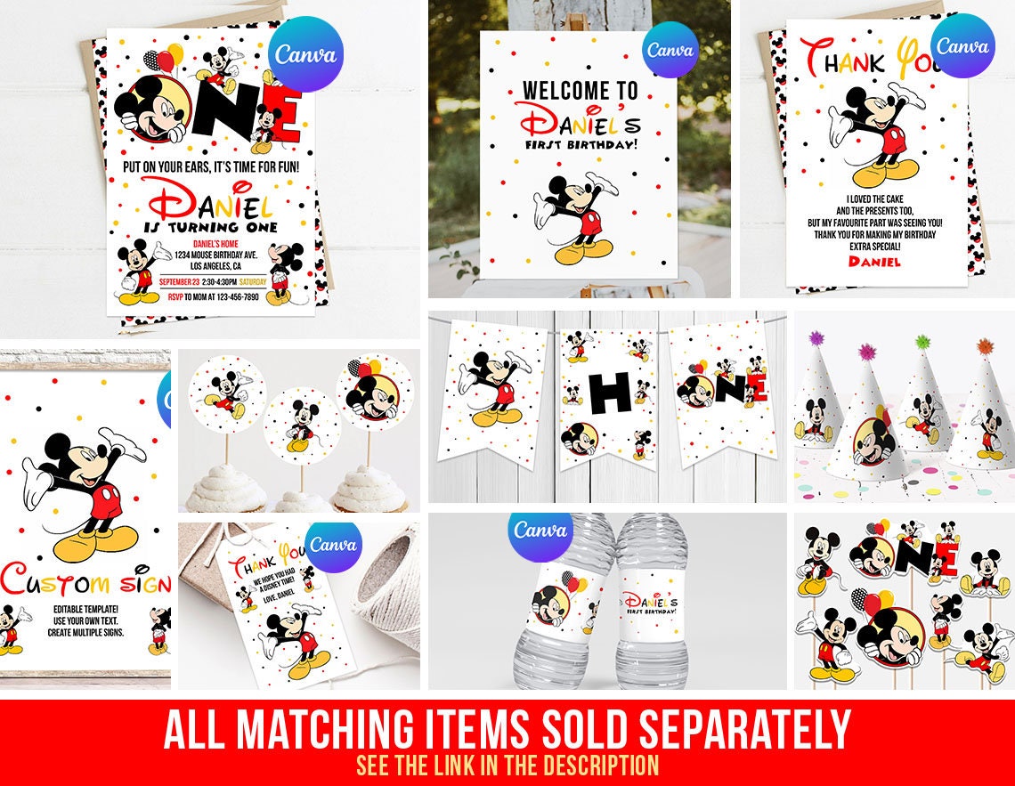 Mickey Mouse First Birthday Capri Sun Labels Boy Editable Template ...