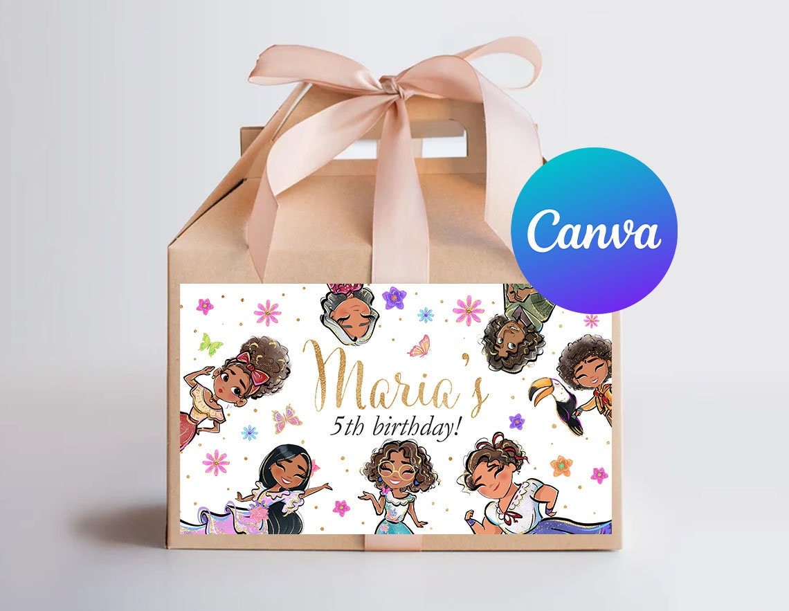 Encanto Birthday Gable Box Labels Girl Party Decoration Favor Box ...