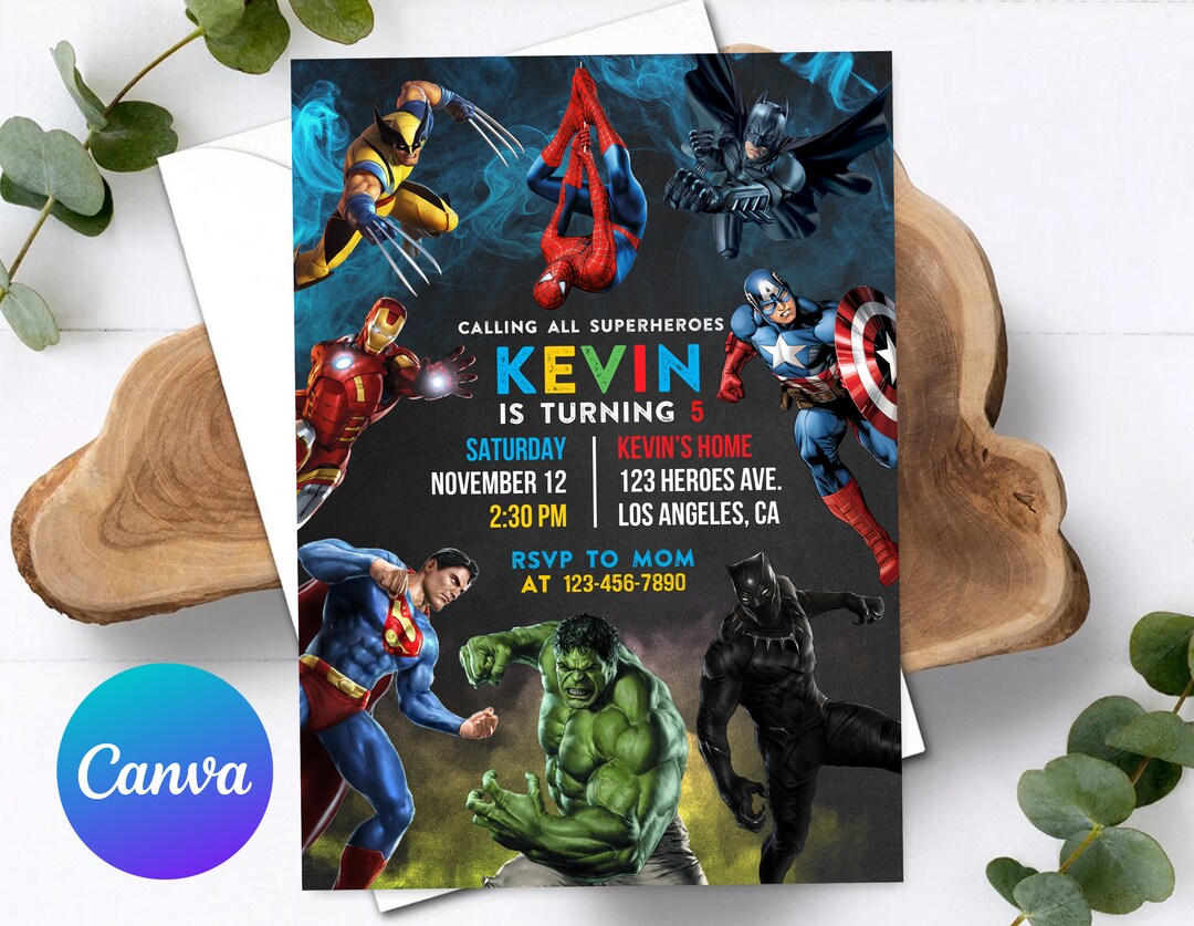Avengers Birthday Invitation Boy Editable Template Calling All ...