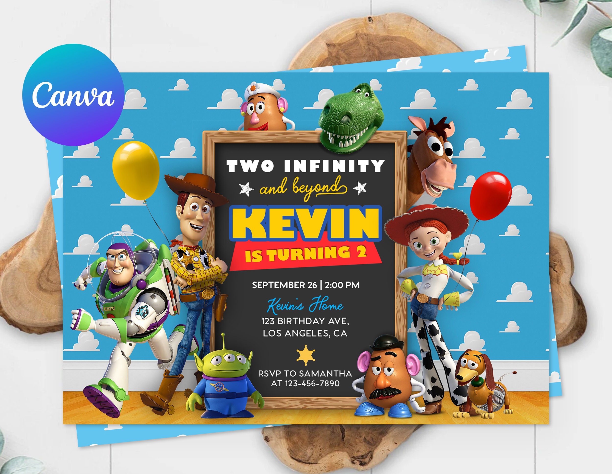Two Infinity and Beyond Toy Story Birthday Invitation Woody Buzz Toy ...