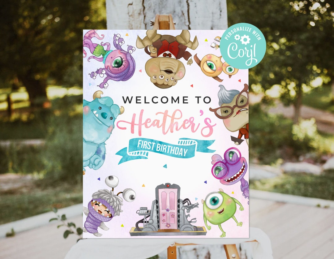 Monsters University First Birthday Welcome Sign Our Little Monster ...