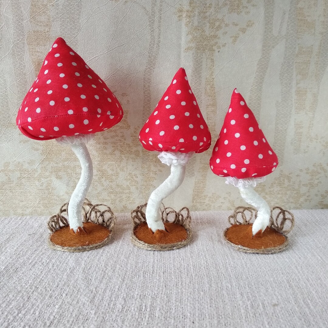 Mushroom Decor, Textile Toadstool, Red Toadstool, Fairly Mushroom, Set ...