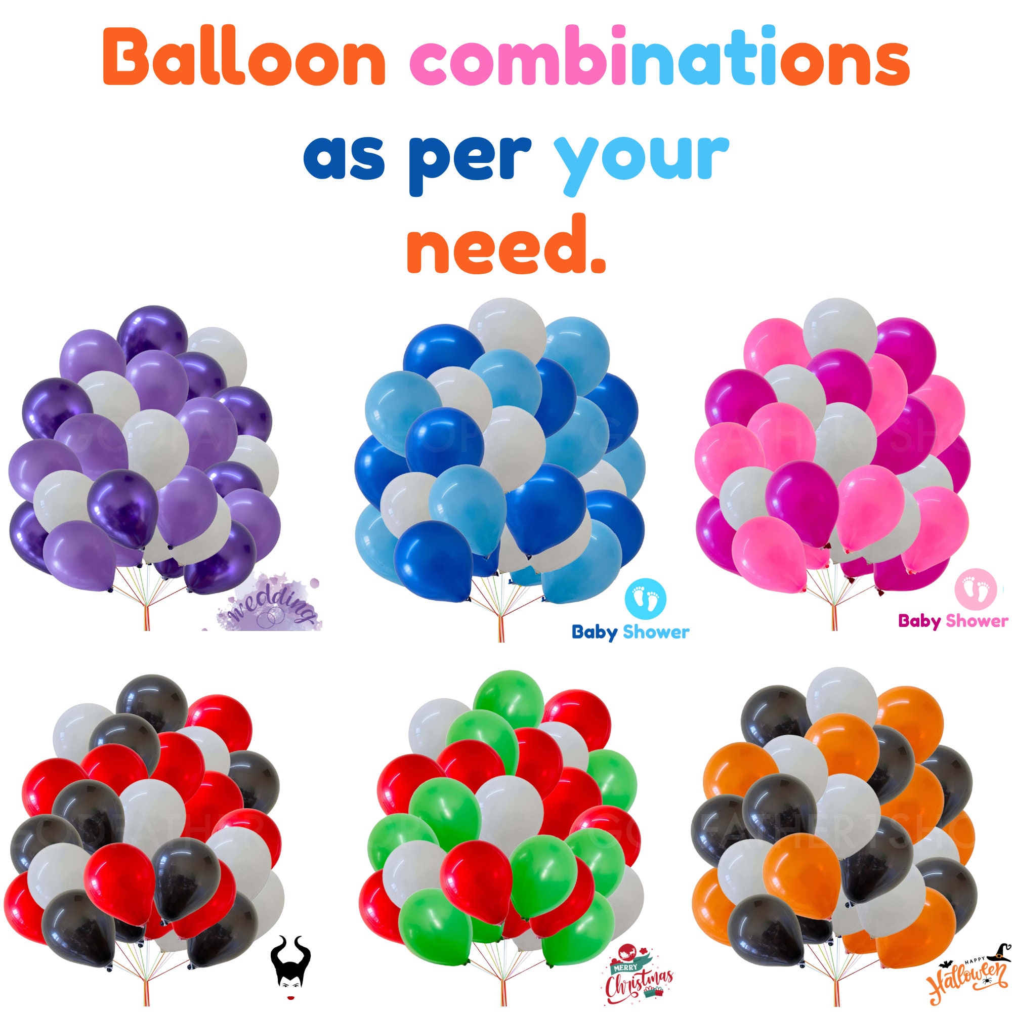 50 Multi Balloons 10inch PLAIN LATEX Balons Helium Air - Etsy UK