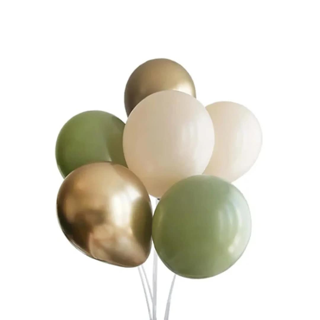 Sage Green Gold Chrome Balloons Set, High Quality Latex Balloons ...