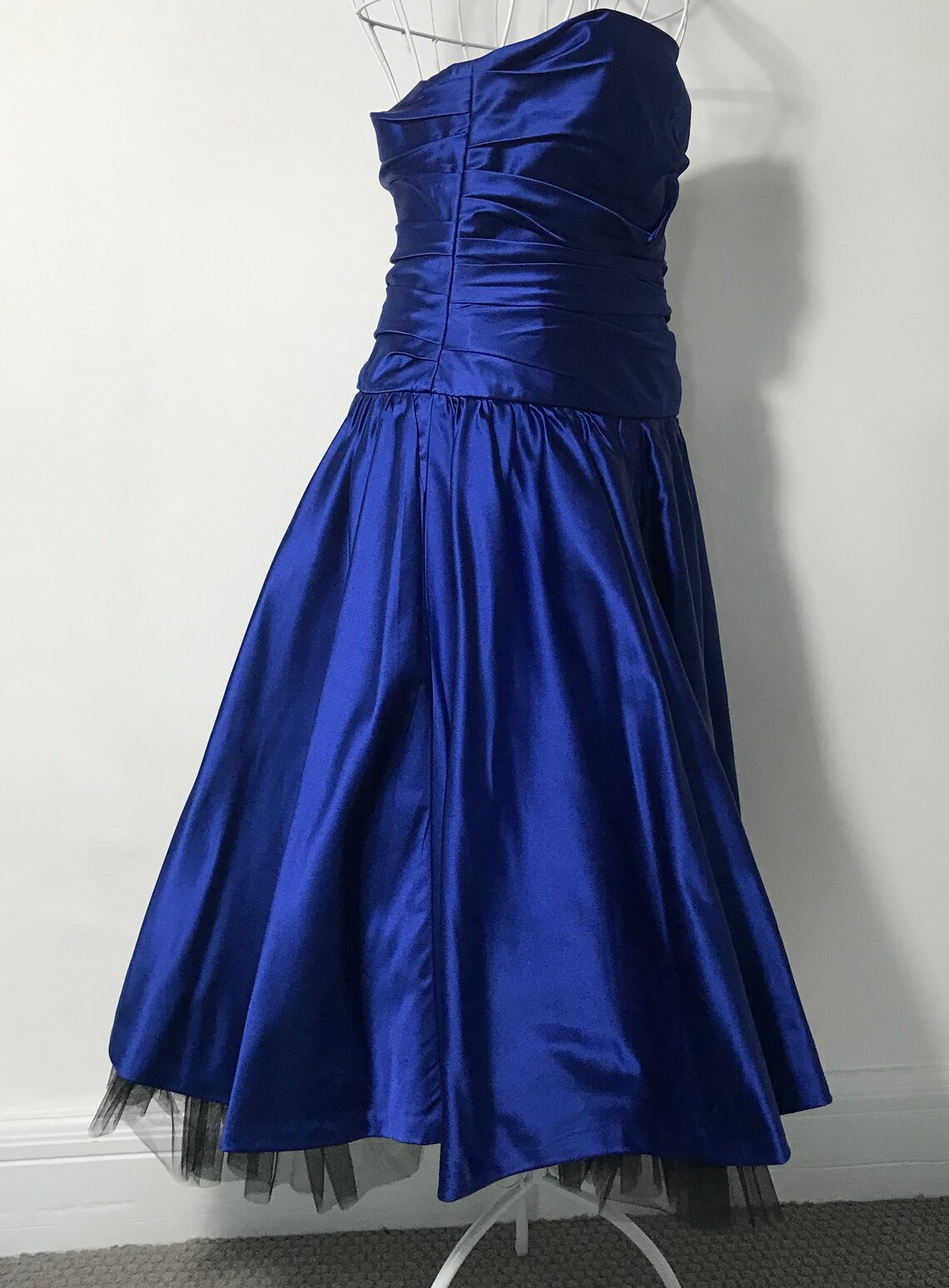 Ralph Lauren Black Label Vicki Blue Satin Cocktail Dress Mint Condition ...