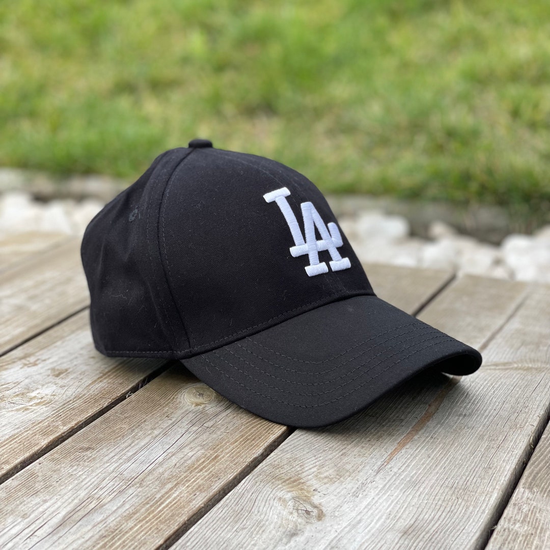 Black LA Baseball Cap, Los Angeles Hat, Black Baseball Cap, Embroidered ...