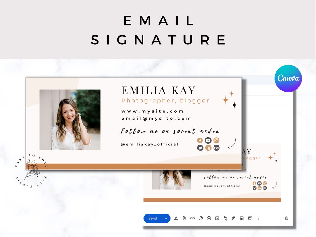 Email Signature Template for Canva - Boho Business Email for Blogger ...
