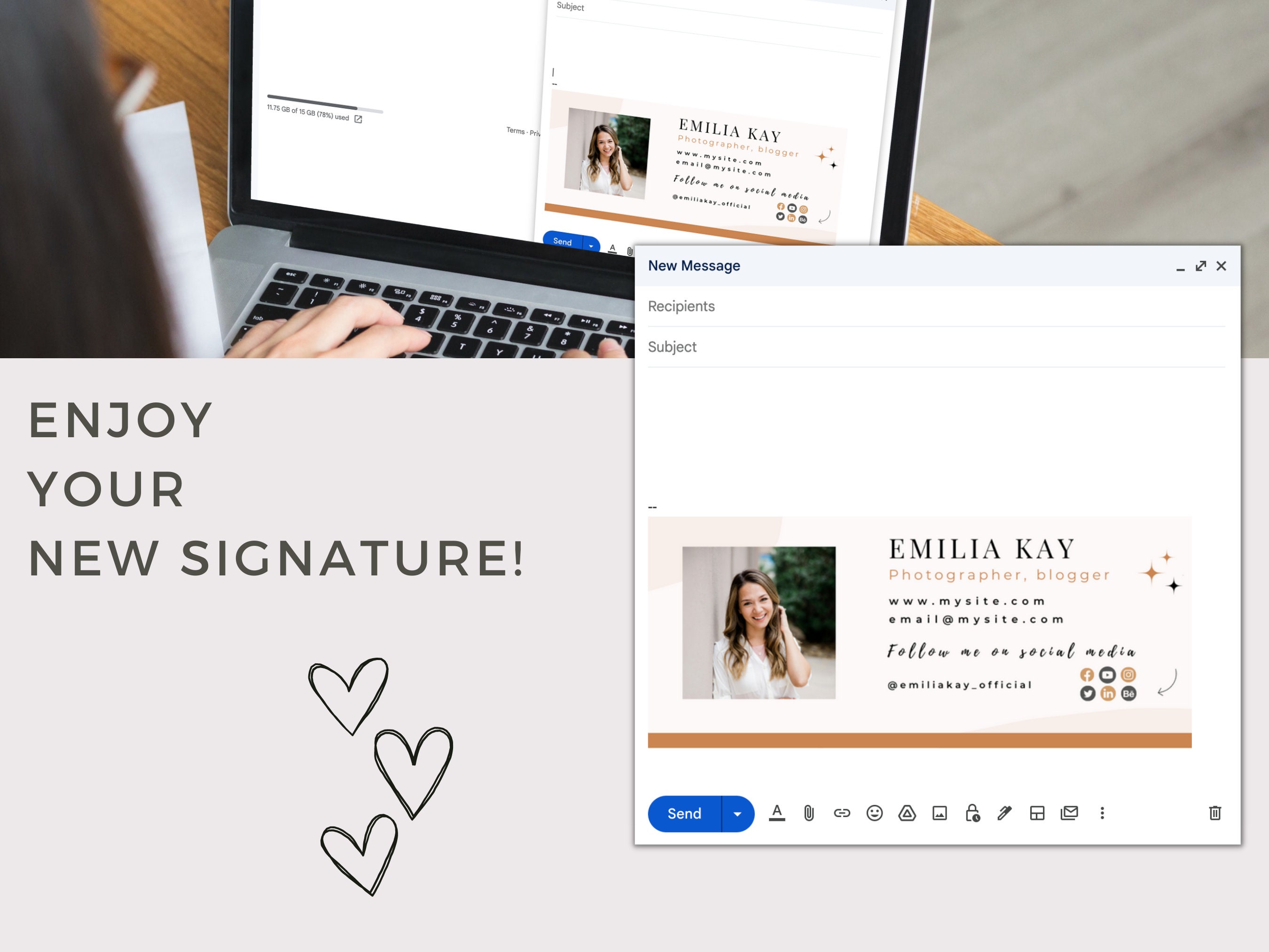 Email Signature Template for Canva - Boho Business Email for Blogger ...