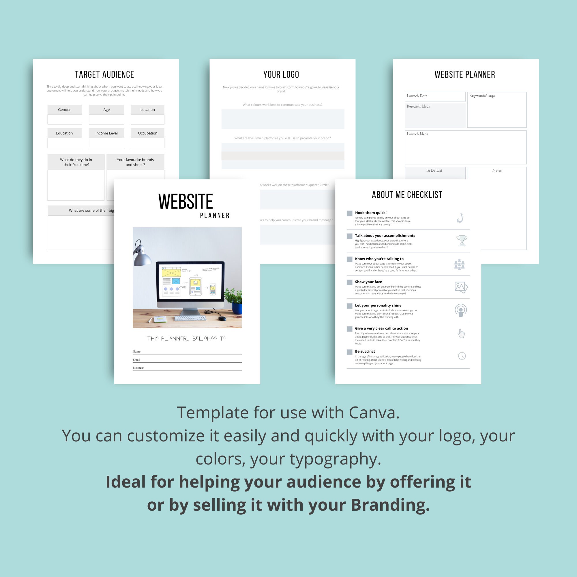 Editable Canva Website Planner Commercial Use Freebie Leadmagnet Race ...