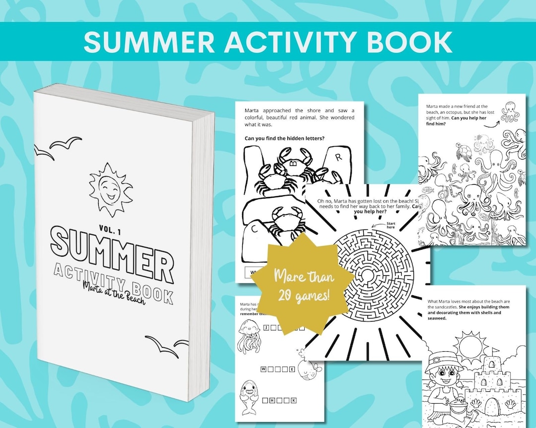 Children's Summer Activity Book: Beach Adventures With Marta - Coloring ...