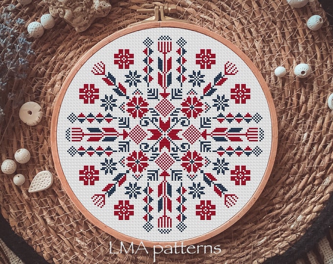 Palestinian Sampler Cross Stitch Pattern PDF Folk Geometric Ornament of ...