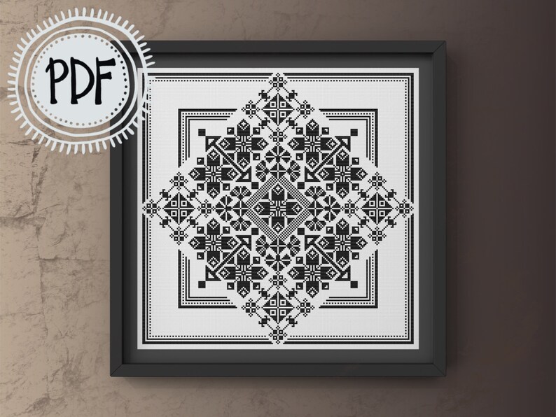 Monochrome Geometric Cross Stitch Pattern Digital Pattern - Etsy