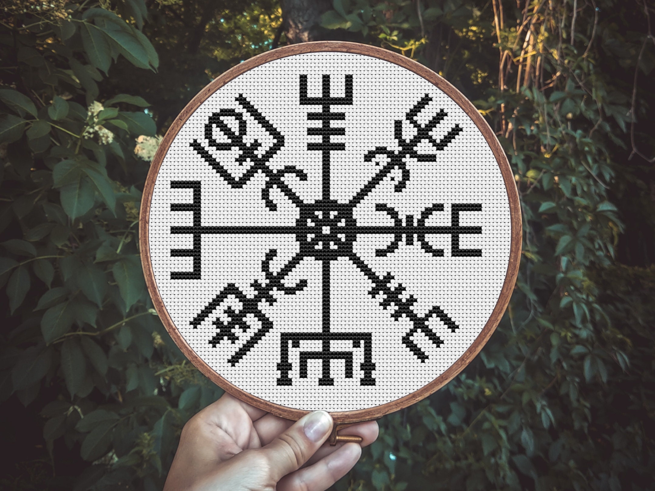 Vegvisir Runic Compass Cross Stitch Pattern PDF, Viking Symbol of ...