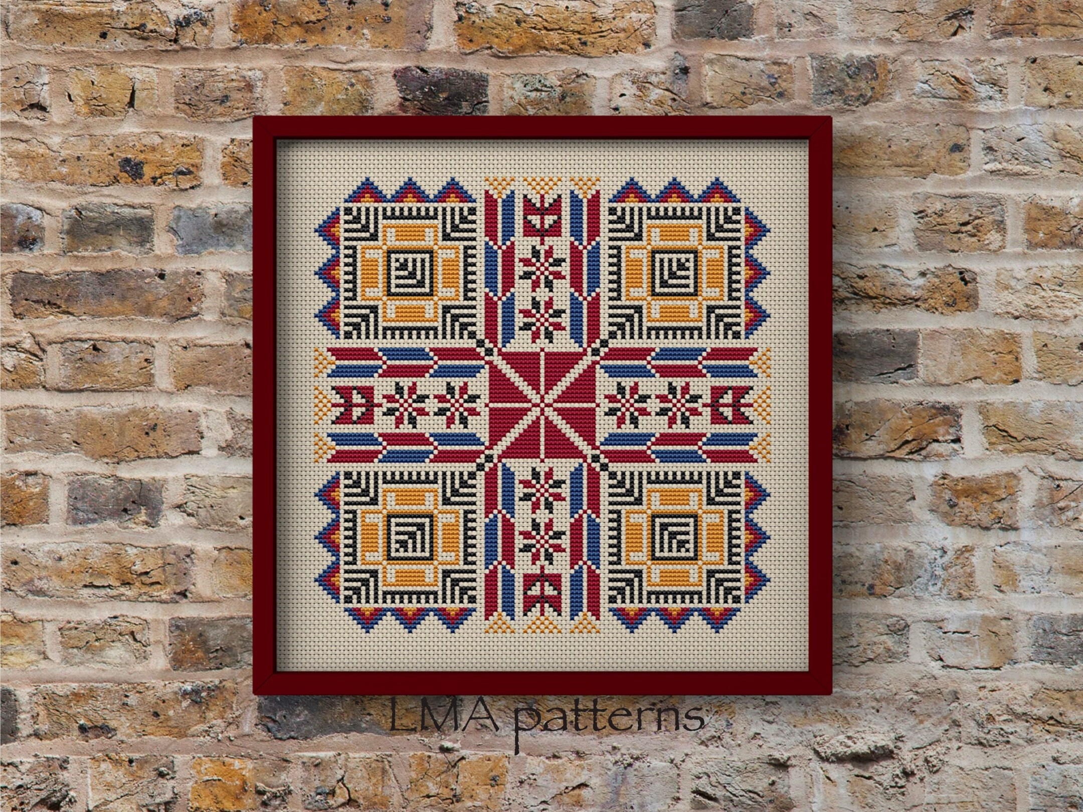 Palestinian Sampler Cross Stitch Pattern PDF, Palestine Folk Geometric ...