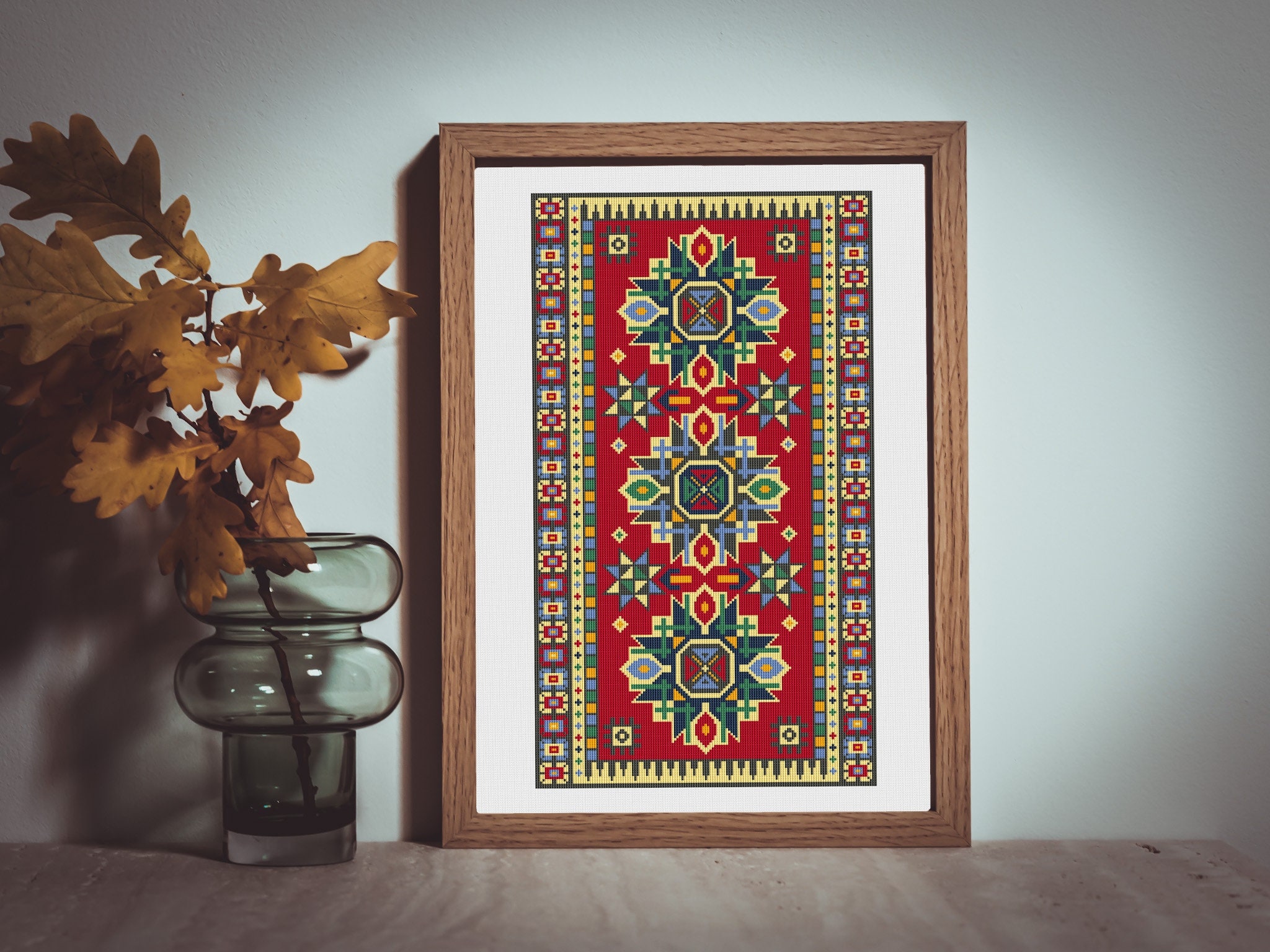 Geometric Vintage Rug Cross Stitch Pattern Modern Folk Counted Cross ...