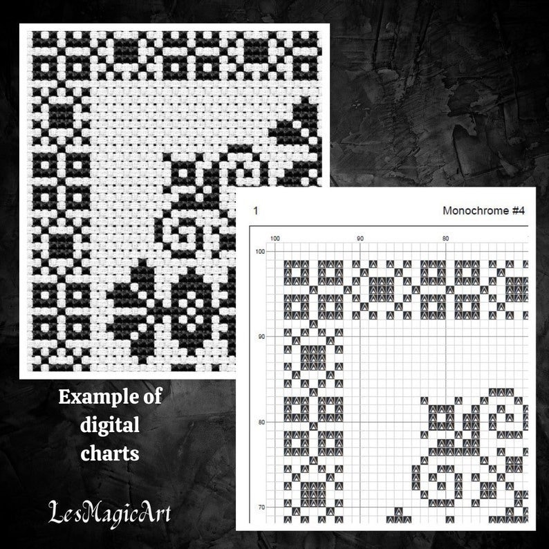 Snowflakes Monochrome Cross Stitch Pattern PDF Chart Cross - Etsy