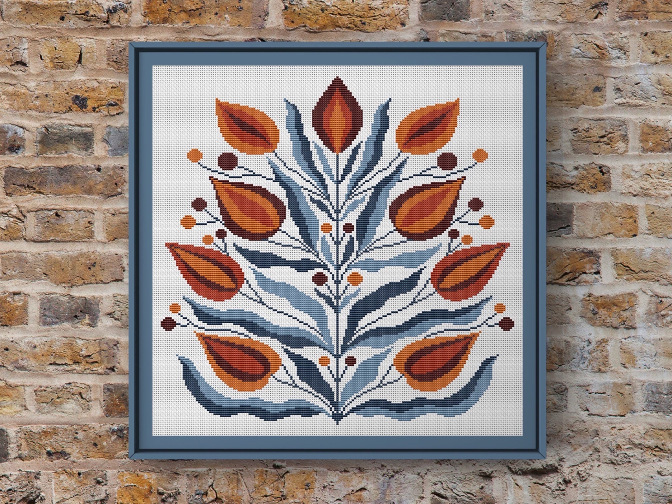 Primitive Flowers Cross Stitch Pattern Fraktur Vintage - Etsy