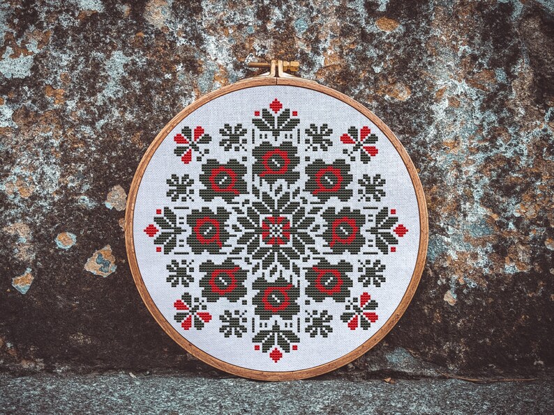 Folk Flowers Mandala Cross Stitch Pattern Digital Pattern - Etsy