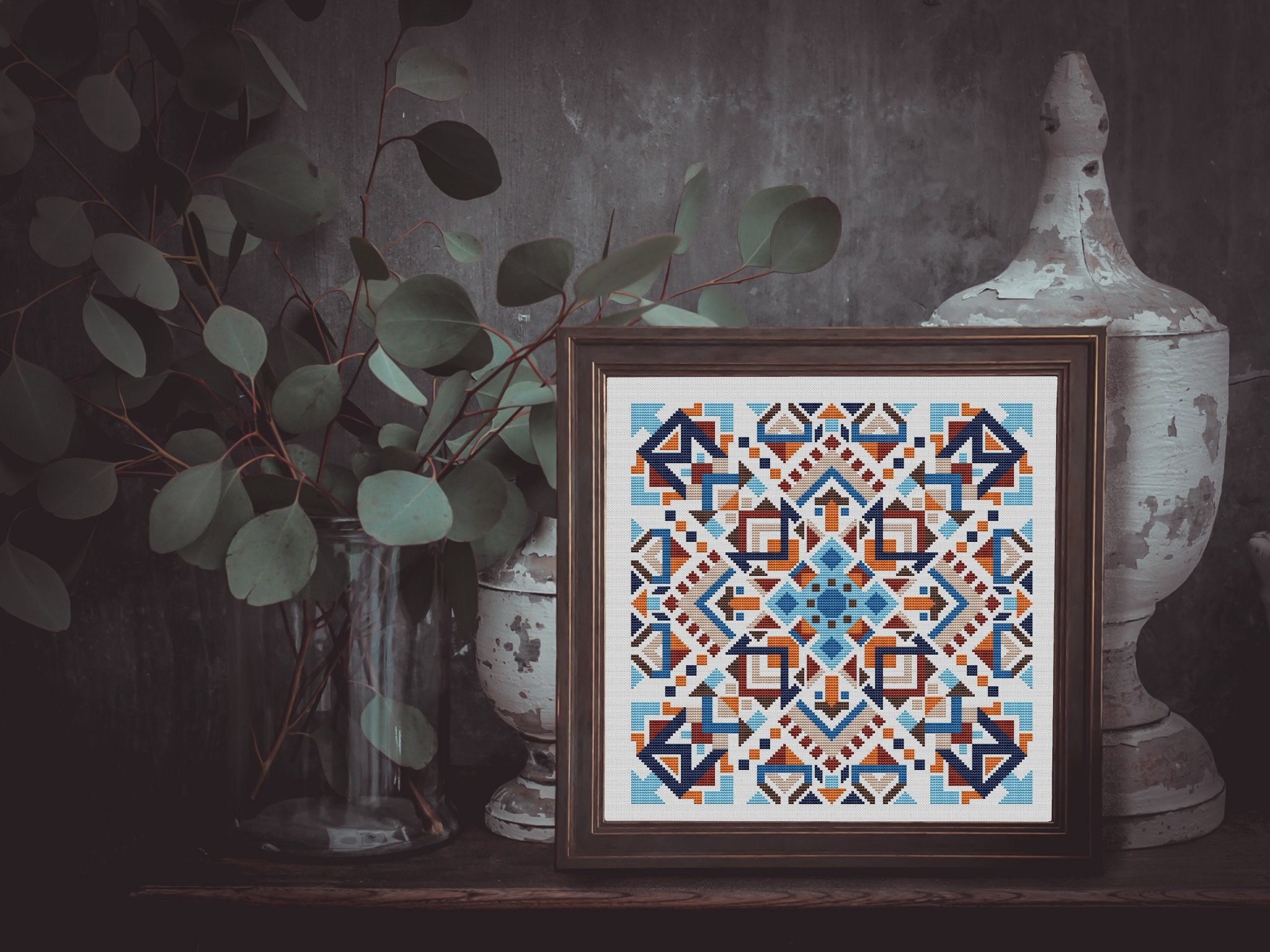 Geometric Colorful Sampler Cross Stitch Pattern, Digital PDF Cross ...
