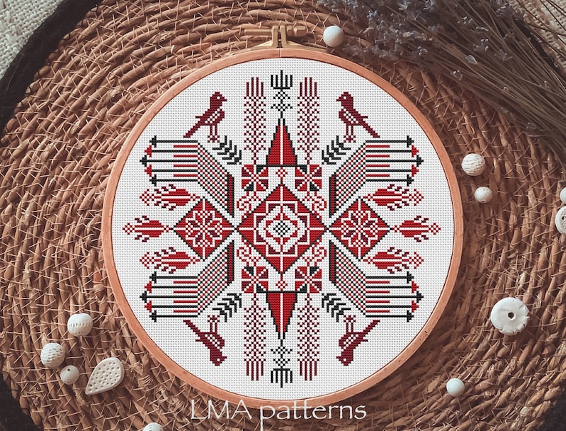 Folk Sampler Cross Stitch Pattern PDF, Palestine Geometric Ornament ...