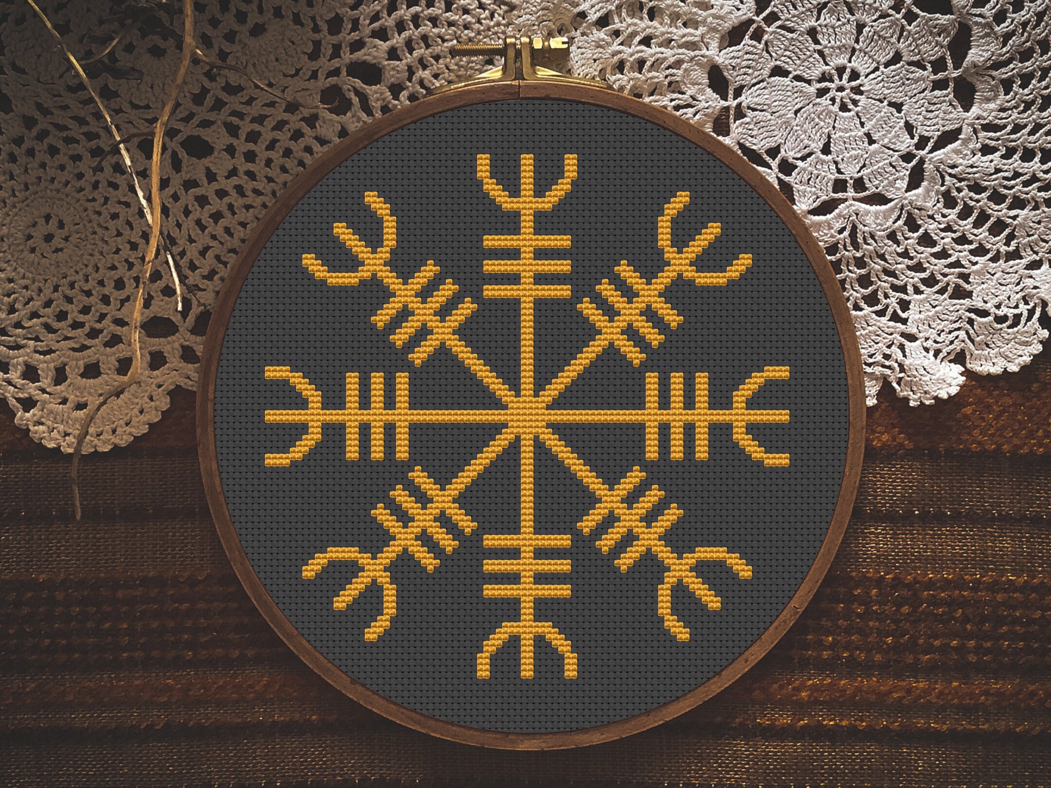 Helm of Awe Viking Cross Stitch Pattern PDF, Viking Symbol of ...