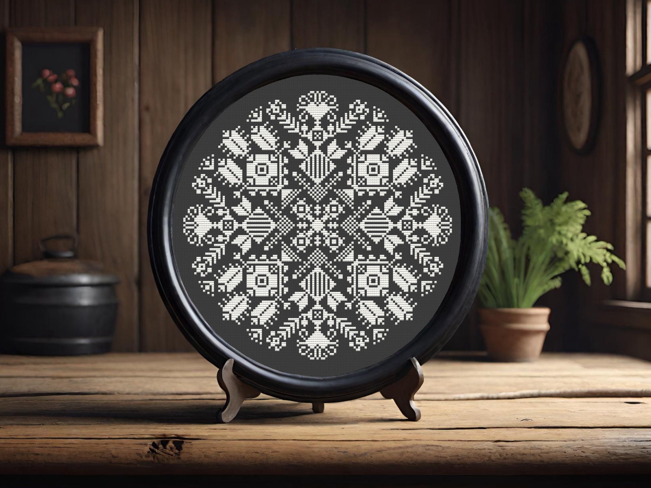 Croatian Folk Geometric Cross Stitch Pattern PDF, Monochrome Slavic ...