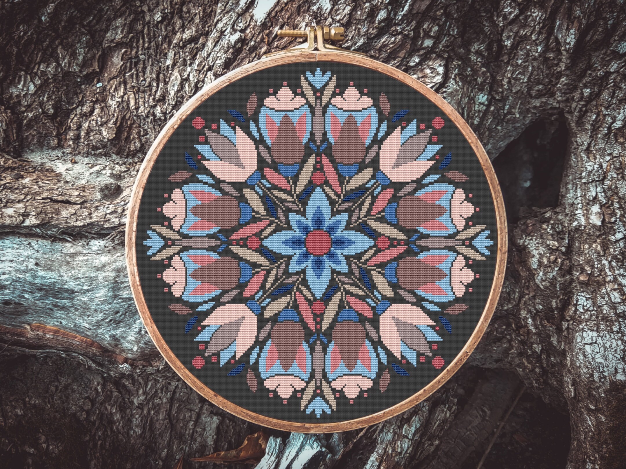 Folk Flowers Mandala Cross Stitch Pattern Digital Pattern - Etsy