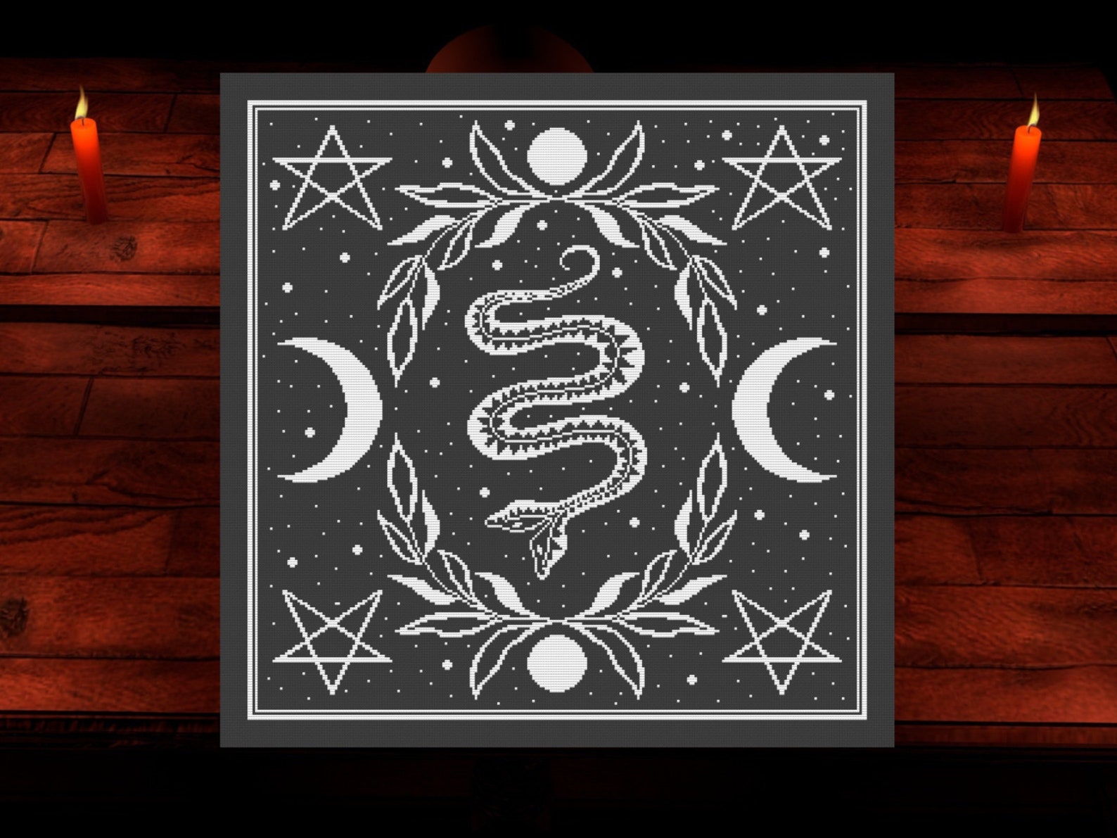 Occult Snake Cross Stitch Pattern PDF Witchy Altar Cloth - Etsy