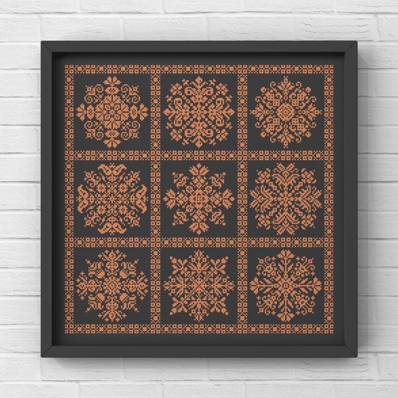 Snowflakes Monochrome Cross Stitch Pattern PDF Chart Cross - Etsy