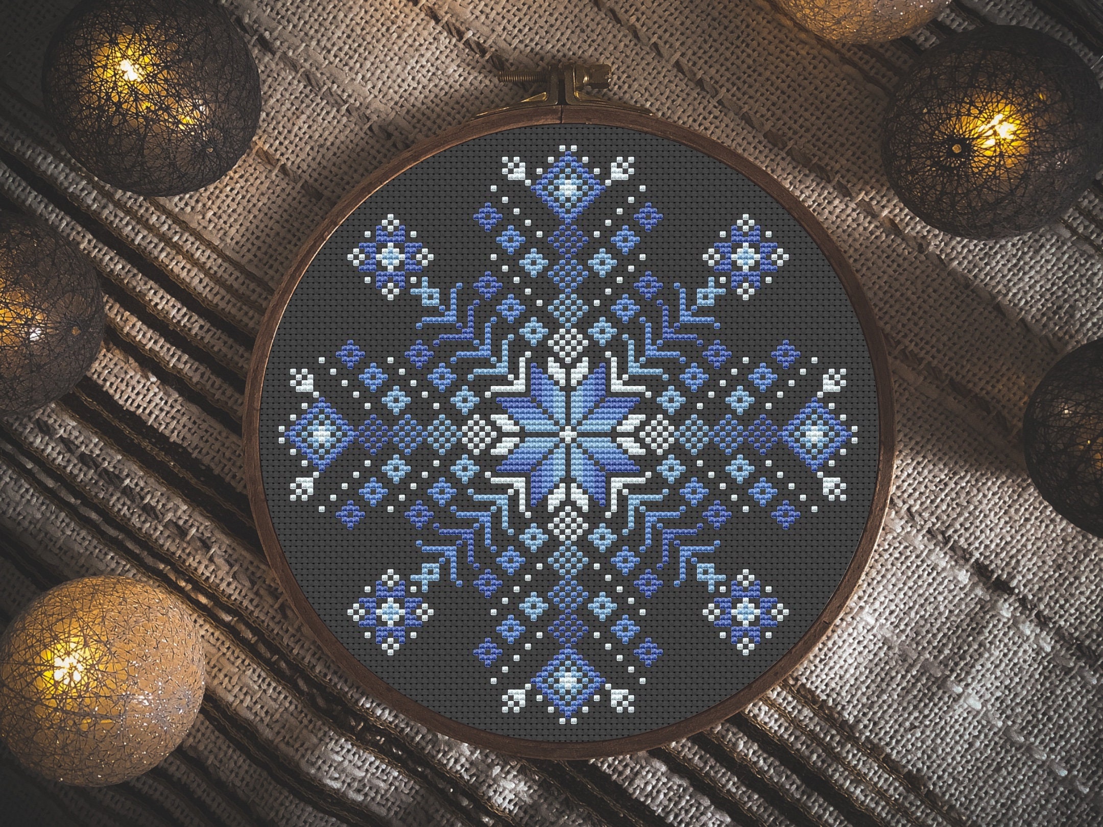 Blue Snowflake Cross Stitch Pattern PDF, Christmas Ornament Embroidery ...