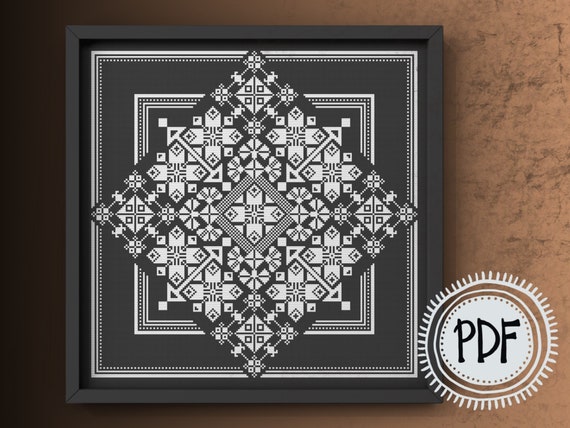Monochrome Geometric Cross Stitch Pattern Digital Pattern - Etsy
