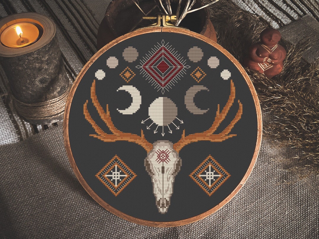Pagan Deer Skull Cross Stitch Pattern Instant Download PDF Counted X ...