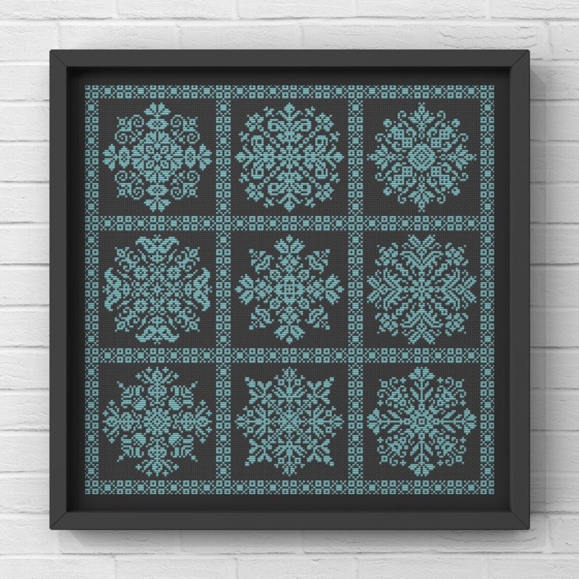Snowflakes Monochrome Cross Stitch Pattern PDF Chart Cross - Etsy