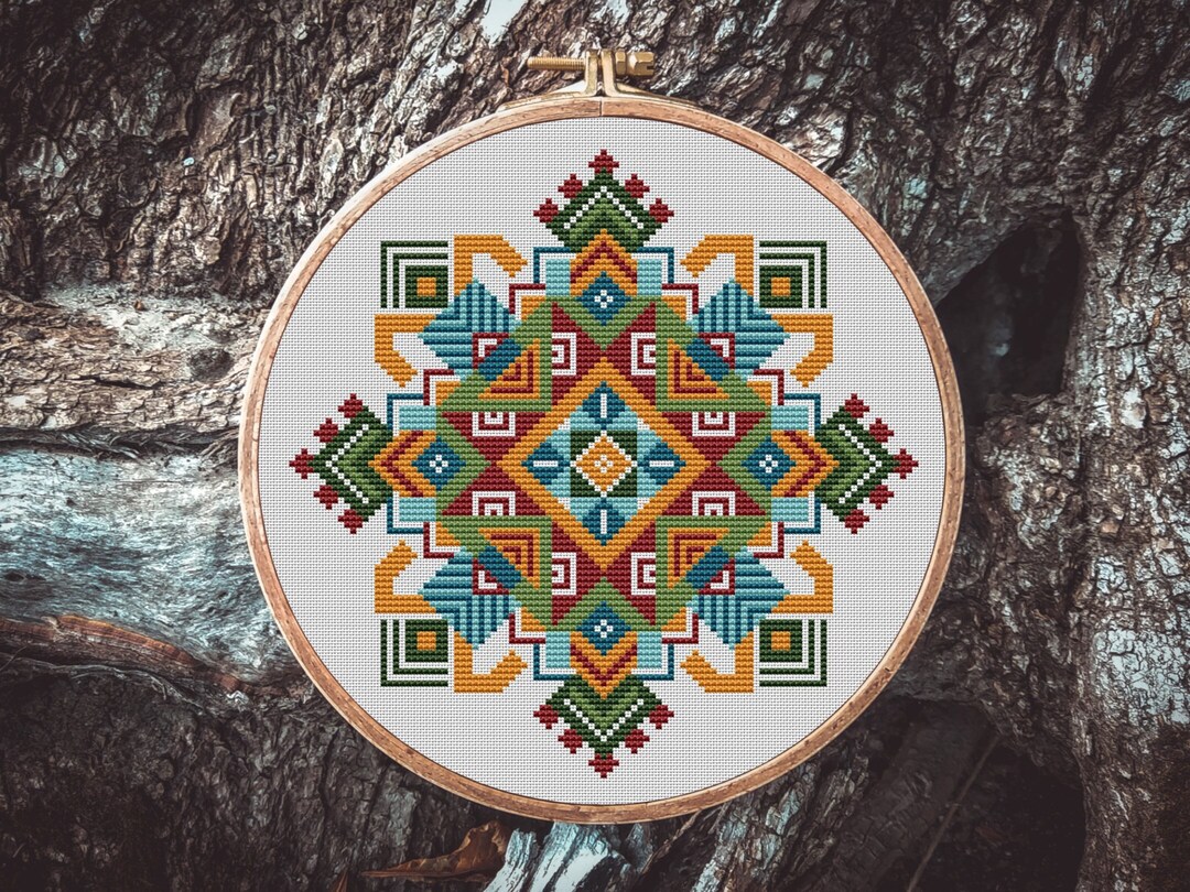 Mandala Cross Stitch Pattern Instant Download PDF, Modern Folk Counted ...