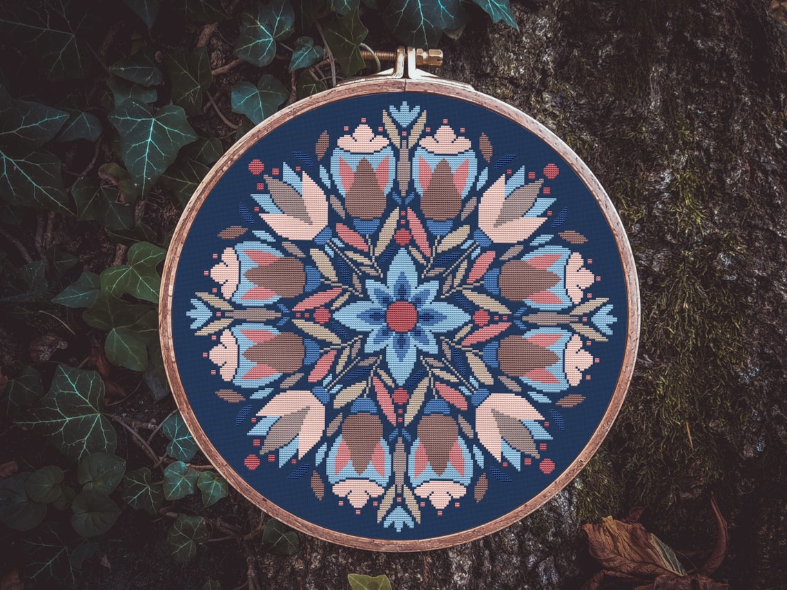Folk Flowers Mandala Cross Stitch Pattern Digital Pattern - Etsy